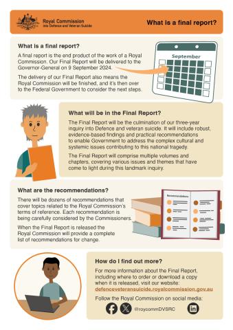 What is a final report? | Royal Commission into Defence and Veteran Suicide